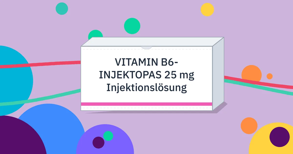 Symbolbild: Packung mit der Aufschrift VITAMIN B6-INJEKTOPAS 25 mg Injektionslösung (PZN 02180213) – Verfügbarkeit und Bezug in Apotheken in Frankfurt am Main