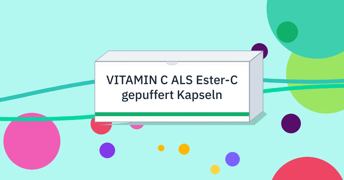 Symbolbild: Packung mit der Aufschrift VITAMIN C ALS Ester-C gepuffert Kapseln (PZN 12672408) – Verfügbarkeit und Bezug in Apotheken in Frankfurt am Main