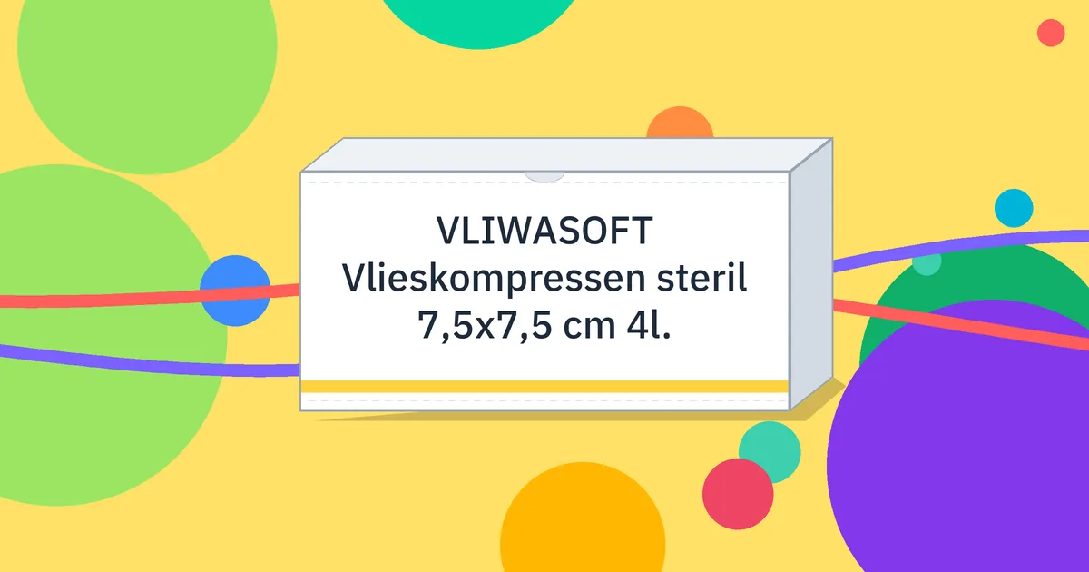 Symbolbild: Packung mit der Aufschrift VLIWASOFT Vlieskompressen steril 7,5x7,5 cm 4l. (PZN 17834206) – Verfügbarkeit und Bezug in Apotheken in Frankfurt am Main