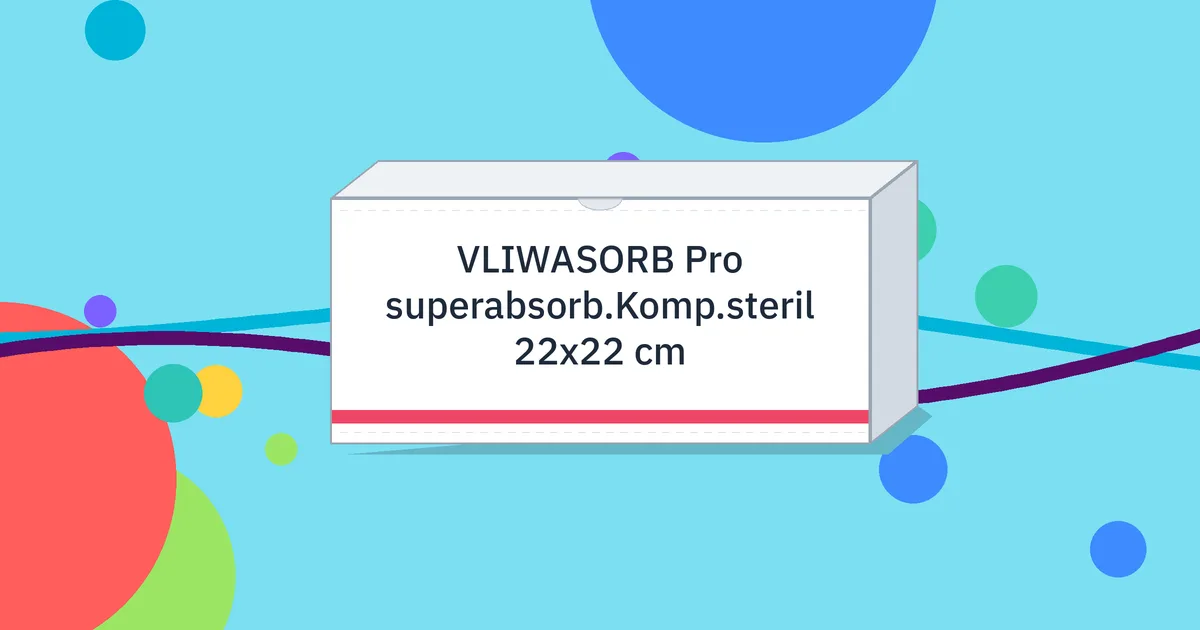 Symbolbild: Packung mit der Aufschrift VLIWASORB Pro superabsorb.Komp.steril 22x22 cm (PZN 17435363) – Verfügbarkeit und Bezug in Apotheken in Frankfurt am Main