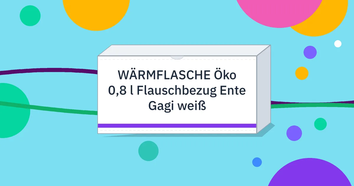 Symbolbild: Packung mit der Aufschrift WÄRMFLASCHE Öko 0,8 l Flauschbezug Ente Gagi weiß (PZN 13836906) – Verfügbarkeit und Bezug in Apotheken in Frankfurt am Main