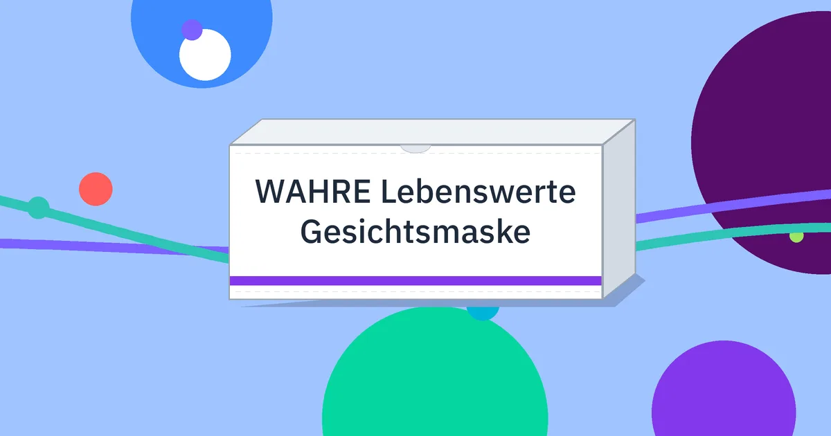 Symbolbild: Packung mit der Aufschrift WAHRE Lebenswerte Gesichtsmaske (PZN 20646796) – Verfügbarkeit und Bezug in Apotheken in Frankfurt am Main