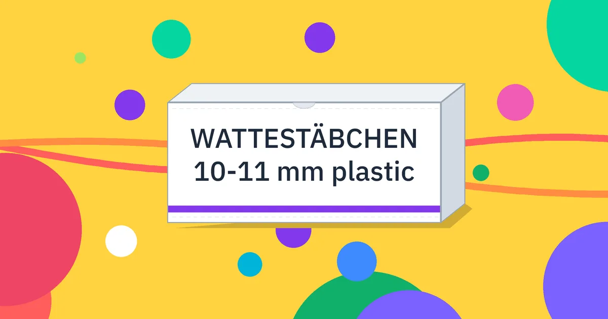 Symbolbild: Packung mit der Aufschrift WATTESTÄBCHEN 10-11 mm plastic (PZN 02482807) – Verfügbarkeit und Bezug in Apotheken in Frankfurt am Main