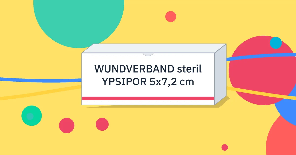 Symbolbild: Packung mit der Aufschrift WUNDVERBAND steril YPSIPOR 5x7,2 cm (PZN 06337002) – Verfügbarkeit und Bezug in Apotheken in Frankfurt am Main