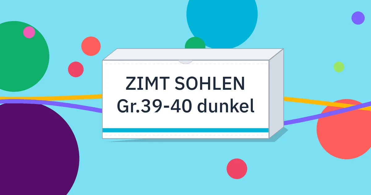 Symbolbild: Packung mit der Aufschrift ZIMT SOHLEN Gr.39-40 dunkel (PZN 01436254) – Verfügbarkeit und Bezug in Apotheken in Frankfurt am Main