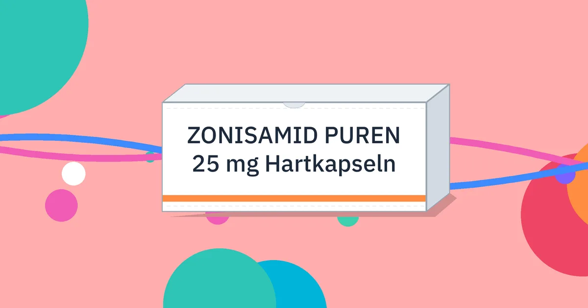 Symbolbild: Packung mit der Aufschrift ZONISAMID PUREN 25 mg Hartkapseln (PZN 18750807) – Verfügbarkeit und Bezug in Apotheken in Frankfurt am Main
