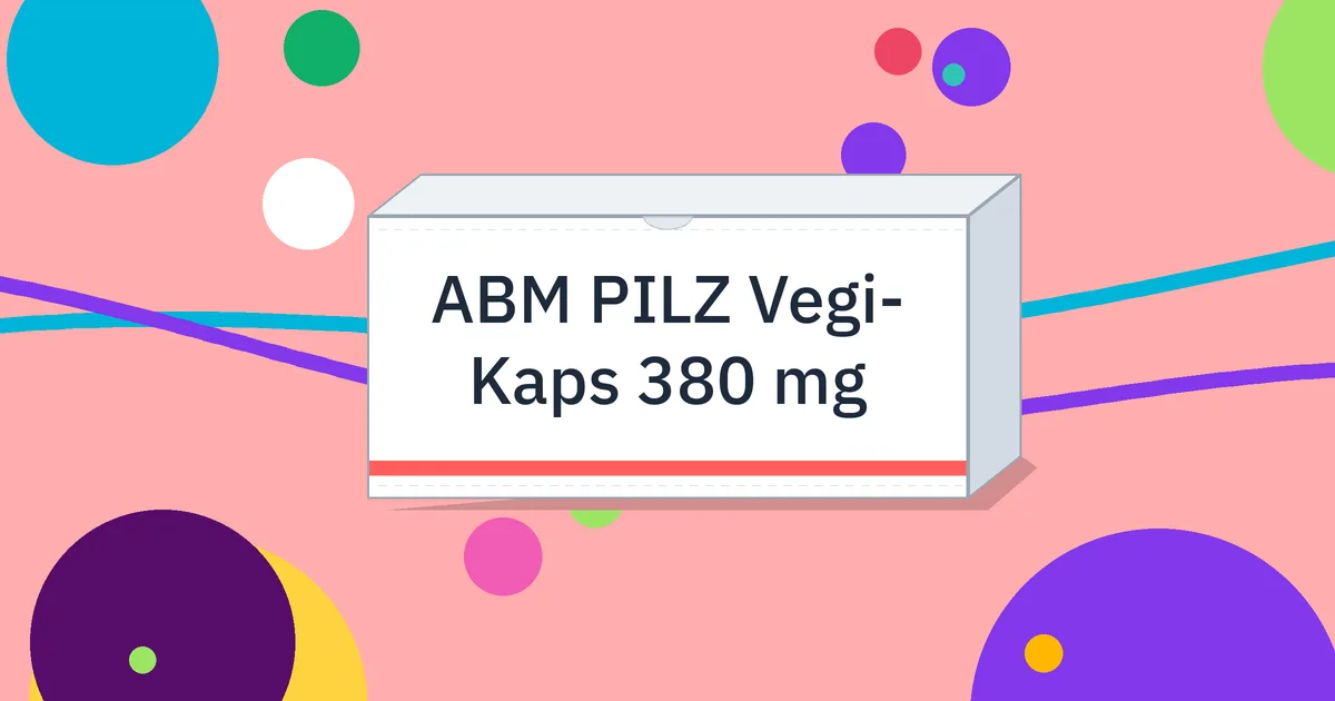 Symbolbild: Packung mit der Aufschrift ABM PILZ Vegi-Kaps 380 mg (PZN 04957367) – Verfügbarkeit und Bezug in Apotheken in Frankfurt am Main
