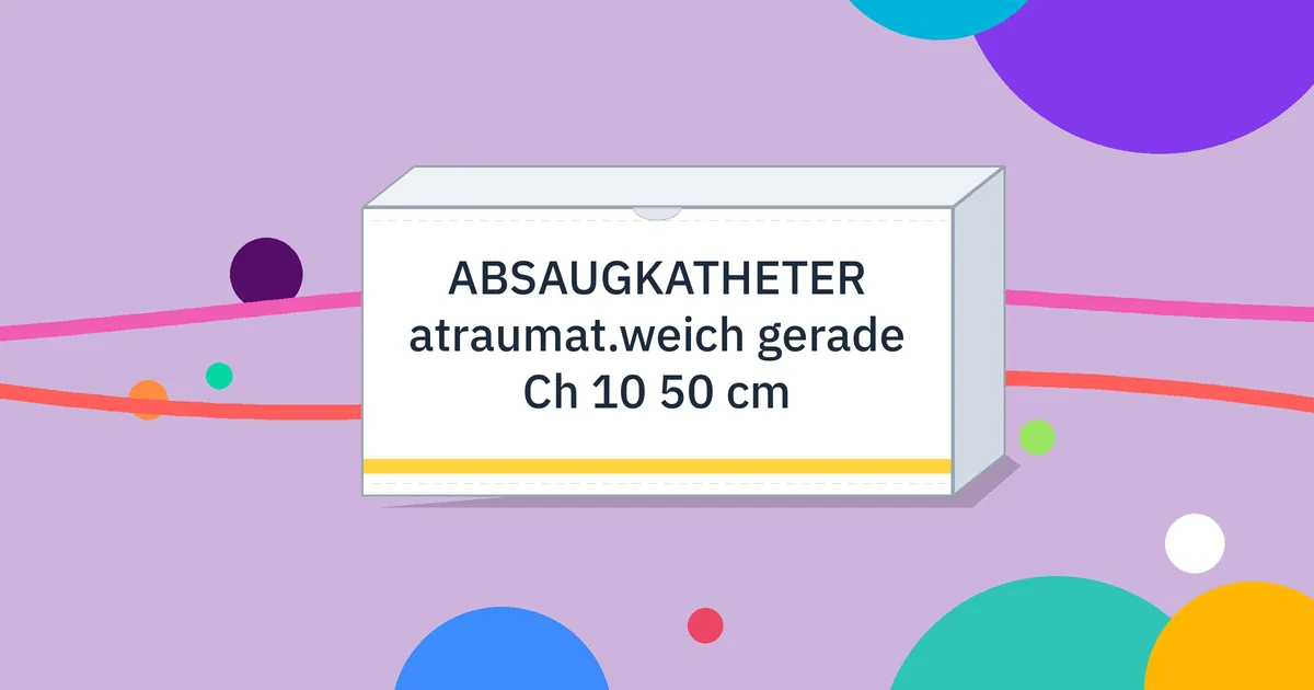 Symbolbild: Packung mit der Aufschrift ABSAUGKATHETER atraumat.weich gerade Ch 10 50 cm (PZN 09916261) – Verfügbarkeit und Bezug in Apotheken in Frankfurt am Main