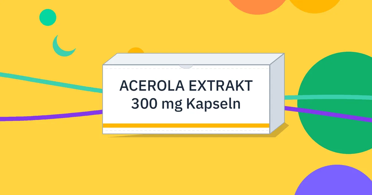 Symbolbild: Packung mit der Aufschrift ACEROLA EXTRAKT 300 mg Kapseln (PZN 19680061) – Verfügbarkeit und Bezug in Apotheken in Frankfurt am Main