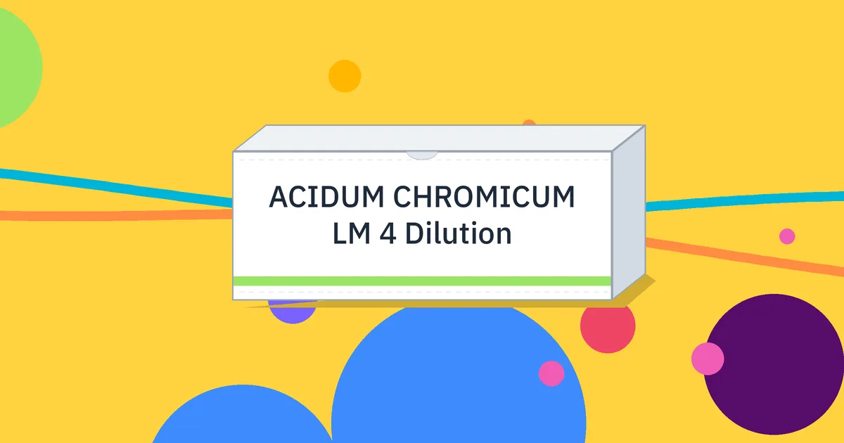 Symbolbild: Packung mit der Aufschrift ACIDUM CHROMICUM LM 4 Dilution (PZN 13272384) – Verfügbarkeit und Bezug in Apotheken in Frankfurt am Main
