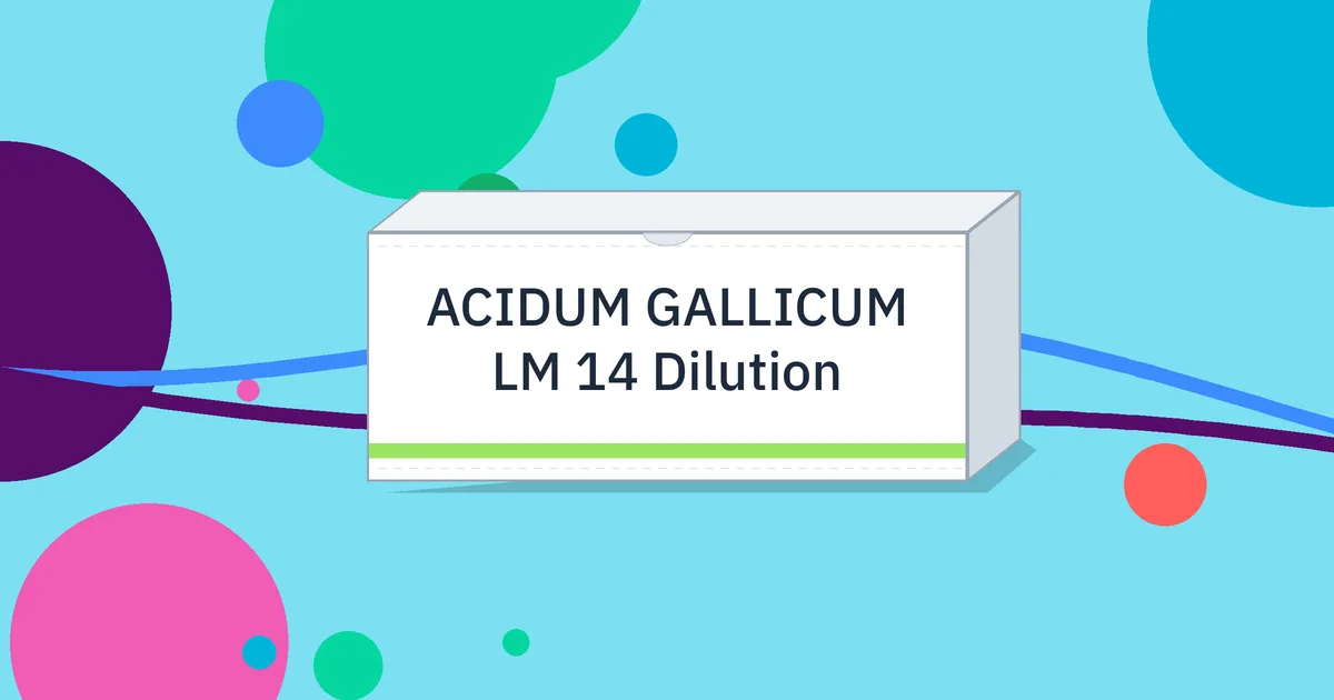 Symbolbild: Packung mit der Aufschrift ACIDUM GALLICUM LM 14 Dilution (PZN 13275572) – Verfügbarkeit und Bezug in Apotheken in Frankfurt am Main