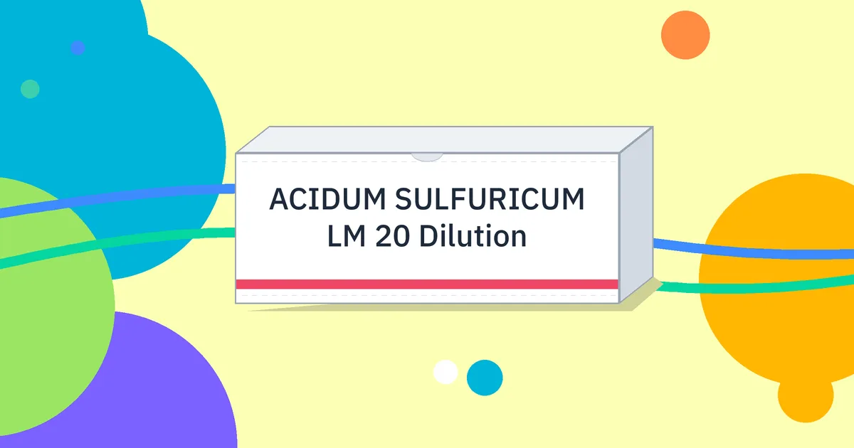 Symbolbild: Packung mit der Aufschrift ACIDUM SULFURICUM LM 20 Dilution (PZN 12754129) – Verfügbarkeit und Bezug in Apotheken in Frankfurt am Main