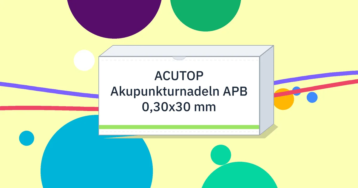Symbolbild: Packung mit der Aufschrift ACUTOP Akupunkturnadeln APB 0,30x30 mm (PZN 17821505) – Verfügbarkeit und Bezug in Apotheken in Frankfurt am Main