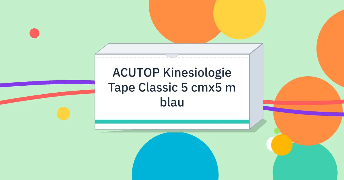 Symbolbild: Packung mit der Aufschrift ACUTOP Kinesiologie Tape Classic 5 cmx5 m blau (PZN 17821385) – Verfügbarkeit und Bezug in Apotheken in Frankfurt am Main