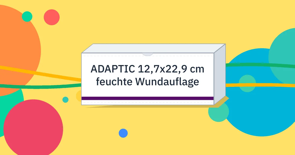 Symbolbild: Packung mit der Aufschrift ADAPTIC 12,7x22,9 cm feuchte Wundauflage (PZN 19556898) – Verfügbarkeit und Bezug in Apotheken in Frankfurt am Main