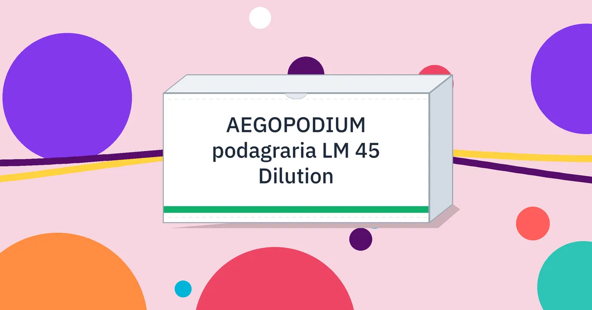 Symbolbild: Packung mit der Aufschrift AEGOPODIUM podagraria LM 45 Dilution (PZN 13298768) – Verfügbarkeit und Bezug in Apotheken in Frankfurt am Main