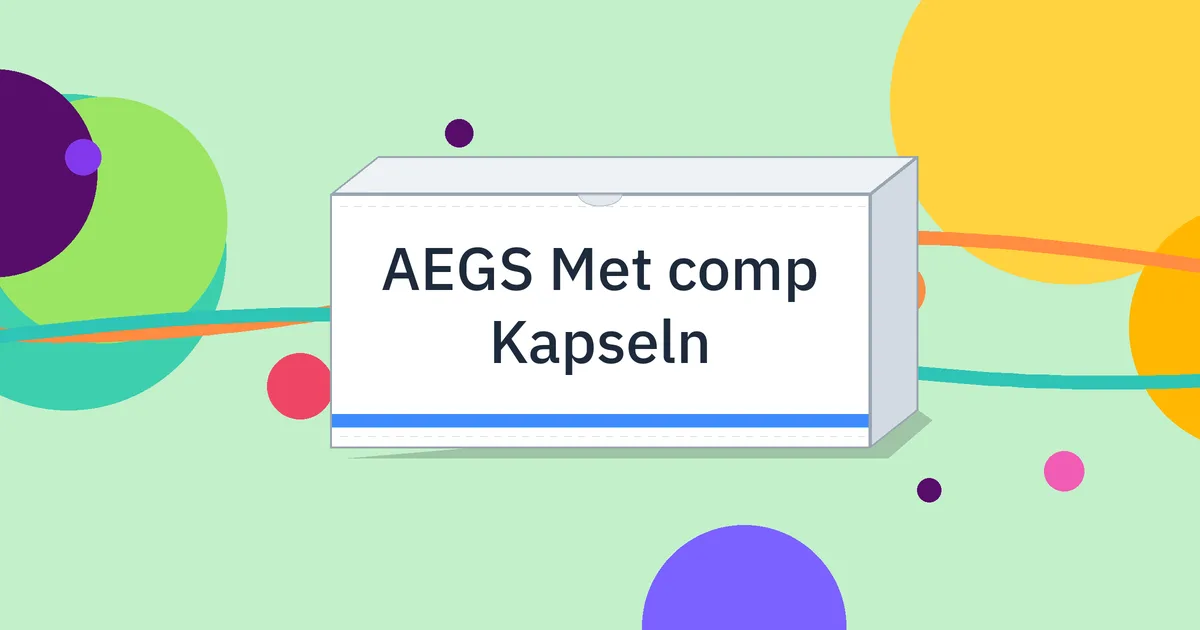 Symbolbild: Packung mit der Aufschrift AEGS Met comp Kapseln (PZN 11710609) – Verfügbarkeit und Bezug in Apotheken in Frankfurt am Main