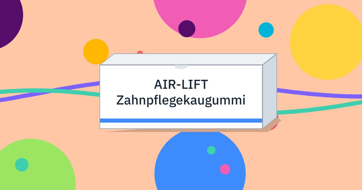 Symbolbild: Packung mit der Aufschrift AIR-LIFT Zahnpflegekaugummi (PZN 09222469) – Verfügbarkeit und Bezug in Apotheken in Frankfurt am Main