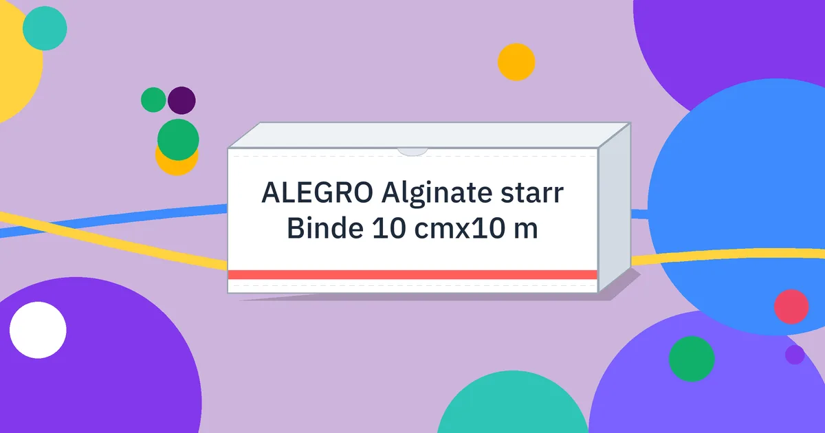 Symbolbild: Packung mit der Aufschrift ALEGRO Alginate starr Binde 10 cmx10 m (PZN 03645217) – Verfügbarkeit und Bezug in Apotheken in Frankfurt am Main