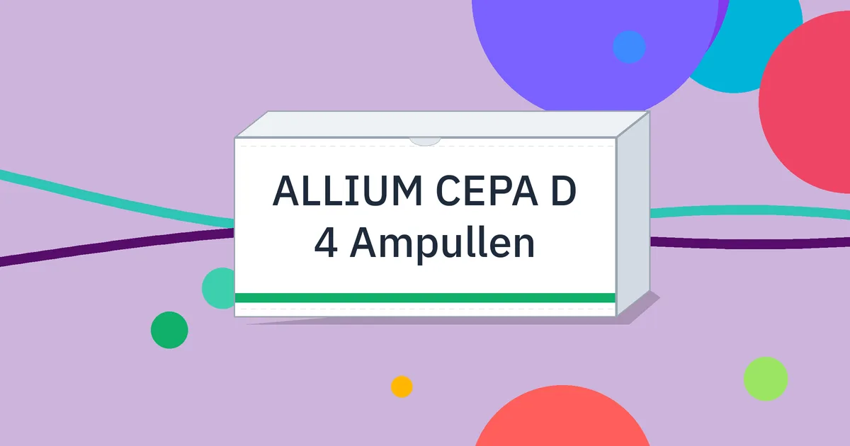 Symbolbild: Packung mit der Aufschrift ALLIUM CEPA D 4 Ampullen (PZN 11703963) – Verfügbarkeit und Bezug in Apotheken in Frankfurt am Main