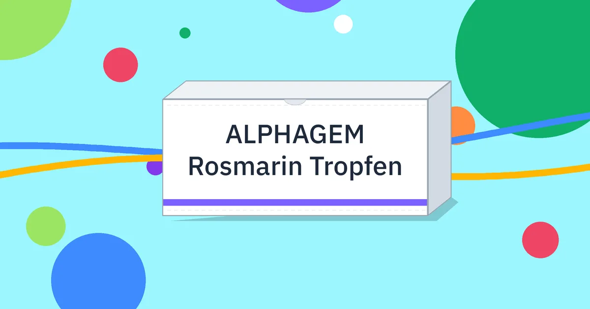 Symbolbild: Packung mit der Aufschrift ALPHAGEM Rosmarin Tropfen (PZN 20297338) – Verfügbarkeit und Bezug in Apotheken in Frankfurt am Main