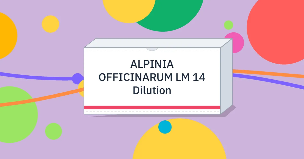 Symbolbild: Packung mit der Aufschrift ALPINIA OFFICINARUM LM 14 Dilution (PZN 13313864) – Verfügbarkeit und Bezug in Apotheken in Frankfurt am Main