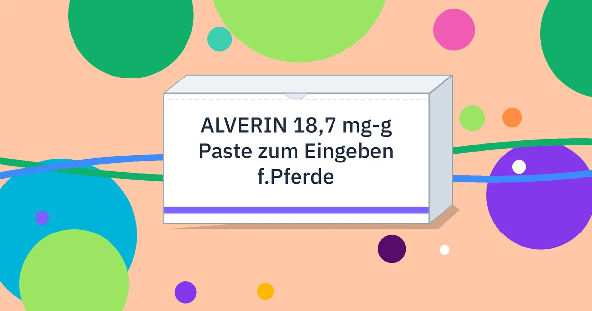Symbolbild: Packung mit der Aufschrift ALVERIN 18,7 mg-g Paste zum Eingeben f.Pferde (PZN 11284012) – Verfügbarkeit und Bezug in Apotheken in Frankfurt am Main