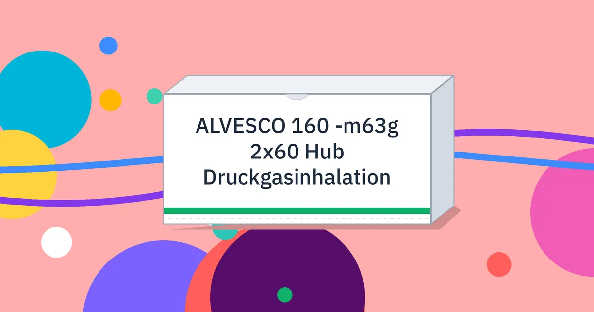 Symbolbild: Packung mit der Aufschrift ALVESCO 160 -m63g 2x60 Hub Druckgasinhalation (PZN 16792894) – Verfügbarkeit und Bezug in Apotheken in Frankfurt am Main