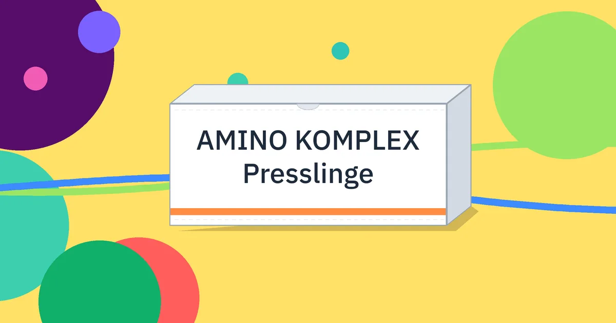 Symbolbild: Packung mit der Aufschrift AMINO KOMPLEX Presslinge (PZN 17611564) – Verfügbarkeit und Bezug in Apotheken in Frankfurt am Main