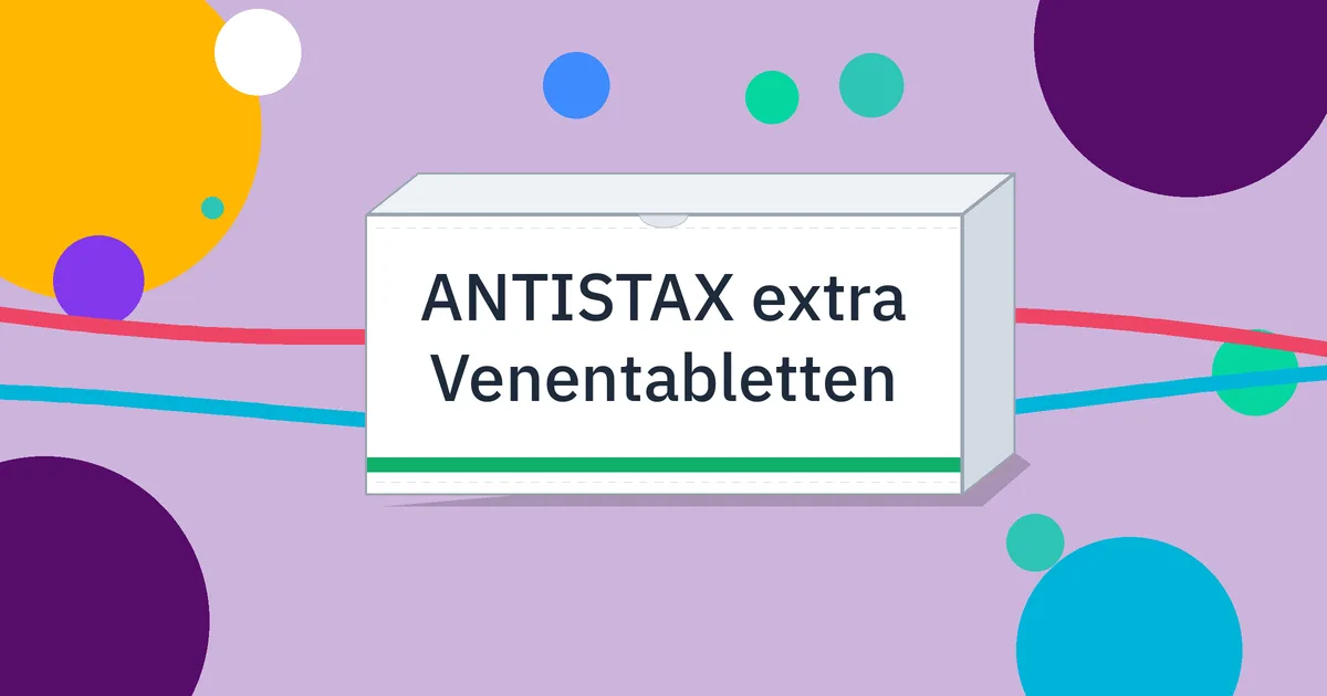 Symbolbild: Packung mit der Aufschrift ANTISTAX extra Venentabletten (PZN 16156023) – Verfügbarkeit und Bezug in Apotheken in Frankfurt am Main