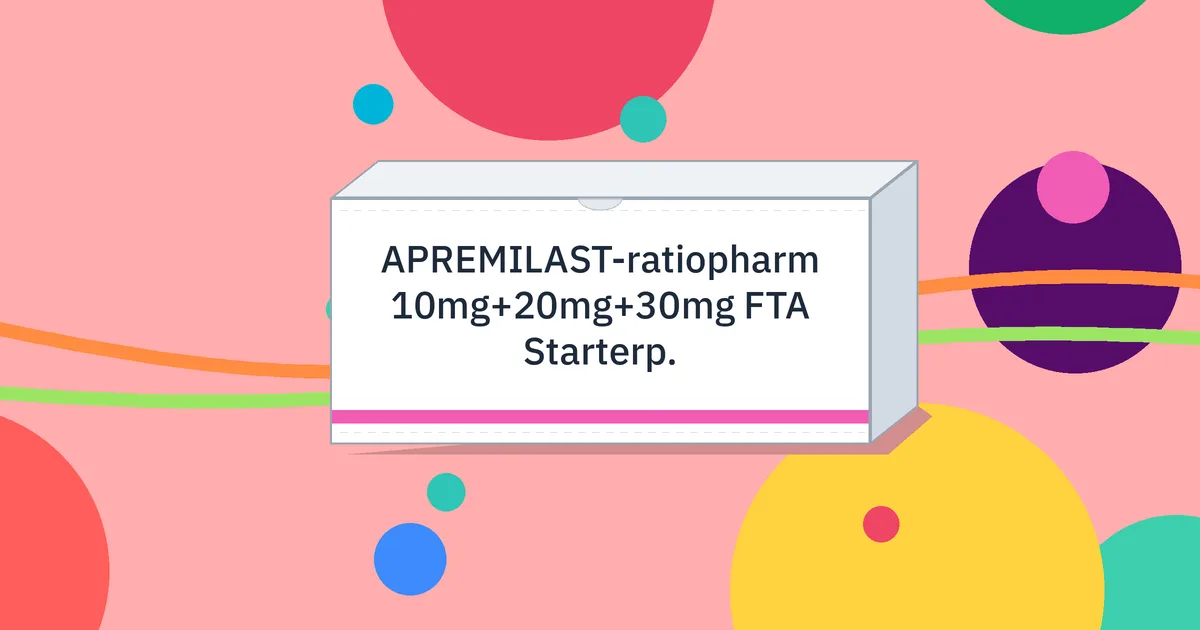 Symbolbild: Packung mit der Aufschrift APREMILAST-ratiopharm 10mg+20mg+30mg FTA Starterp. (PZN 19059326) – Verfügbarkeit und Bezug in Apotheken in Frankfurt am Main