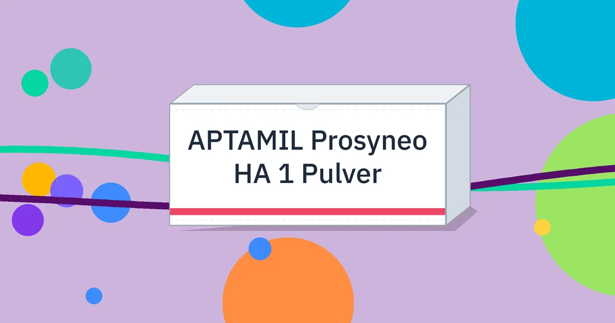Symbolbild: Packung mit der Aufschrift APTAMIL Prosyneo HA 1 Pulver (PZN 15625697) – Verfügbarkeit und Bezug in Apotheken in Frankfurt am Main