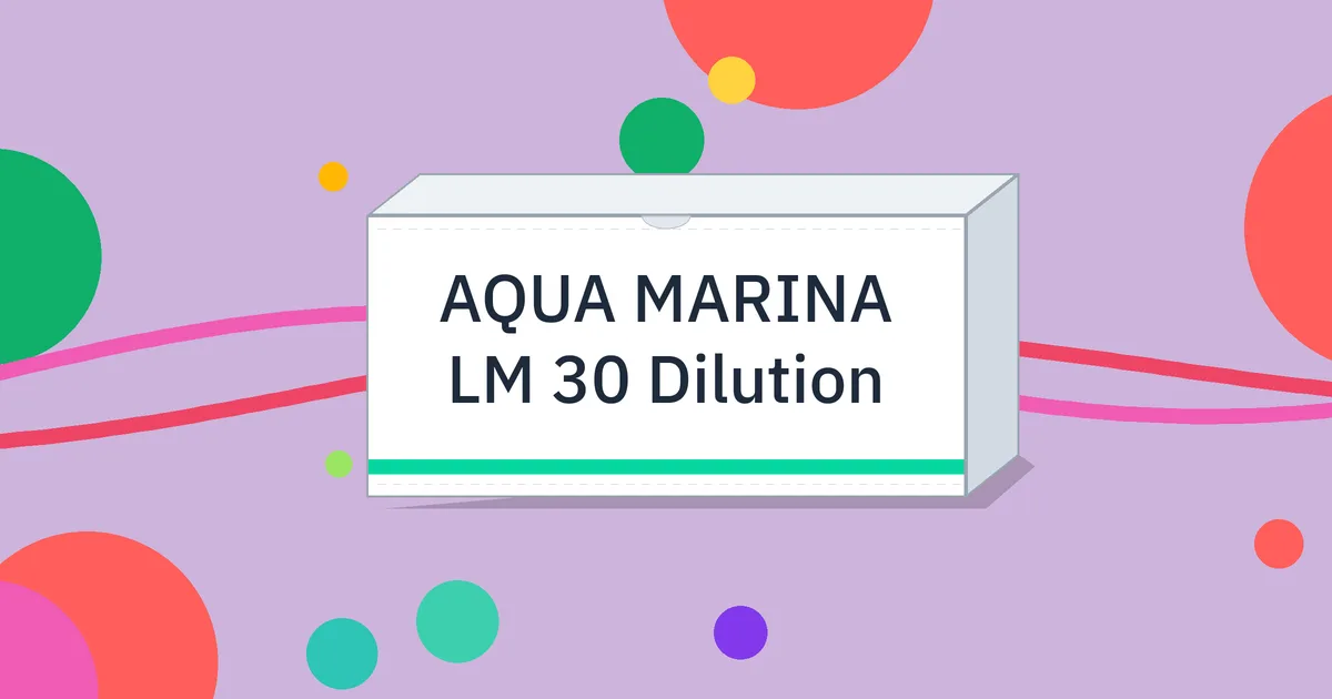 Symbolbild: Packung mit der Aufschrift AQUA MARINA LM 30 Dilution (PZN 12765736) – Verfügbarkeit und Bezug in Apotheken in Frankfurt am Main