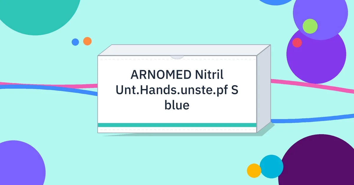 Symbolbild: Packung mit der Aufschrift ARNOMED Nitril Unt.Hands.unste.pf S blue (PZN 13699450) – Verfügbarkeit und Bezug in Apotheken in Frankfurt am Main