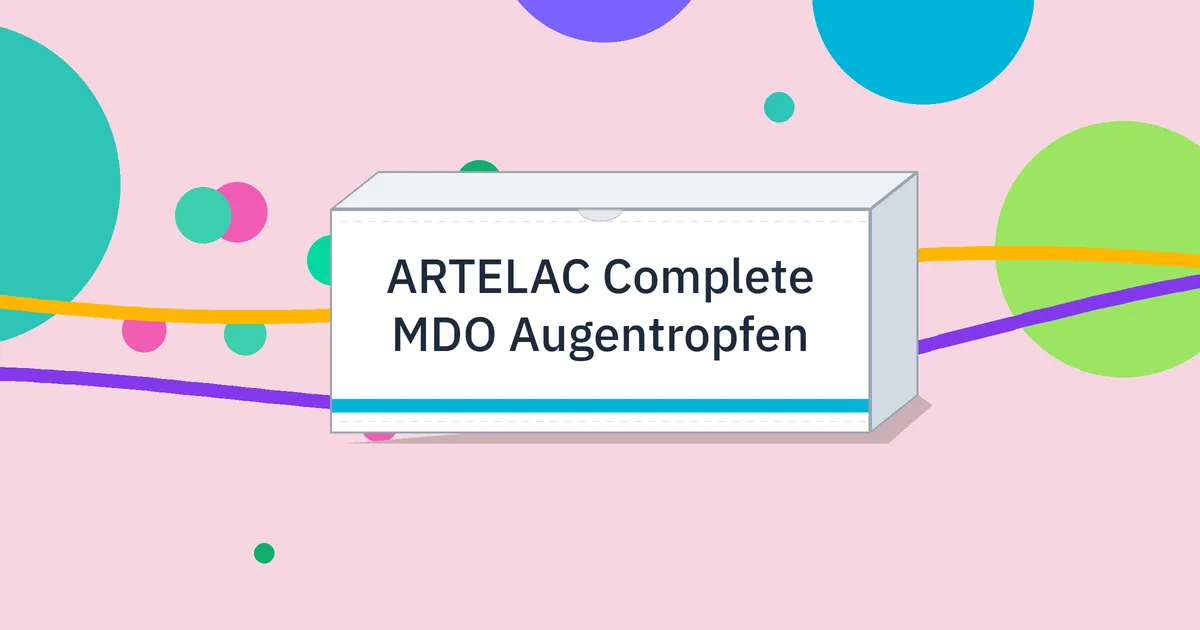 Symbolbild: Packung mit der Aufschrift ARTELAC Complete MDO Augentropfen (PZN 19847124) – Verfügbarkeit und Bezug in Apotheken in Frankfurt am Main
