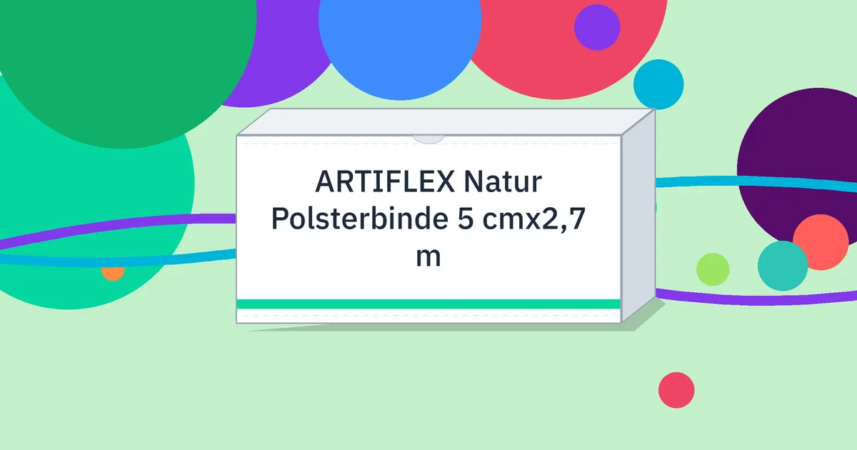 Symbolbild: Packung mit der Aufschrift ARTIFLEX Natur Polsterbinde 5 cmx2,7 m (PZN 12654770) – Verfügbarkeit und Bezug in Apotheken in Frankfurt am Main