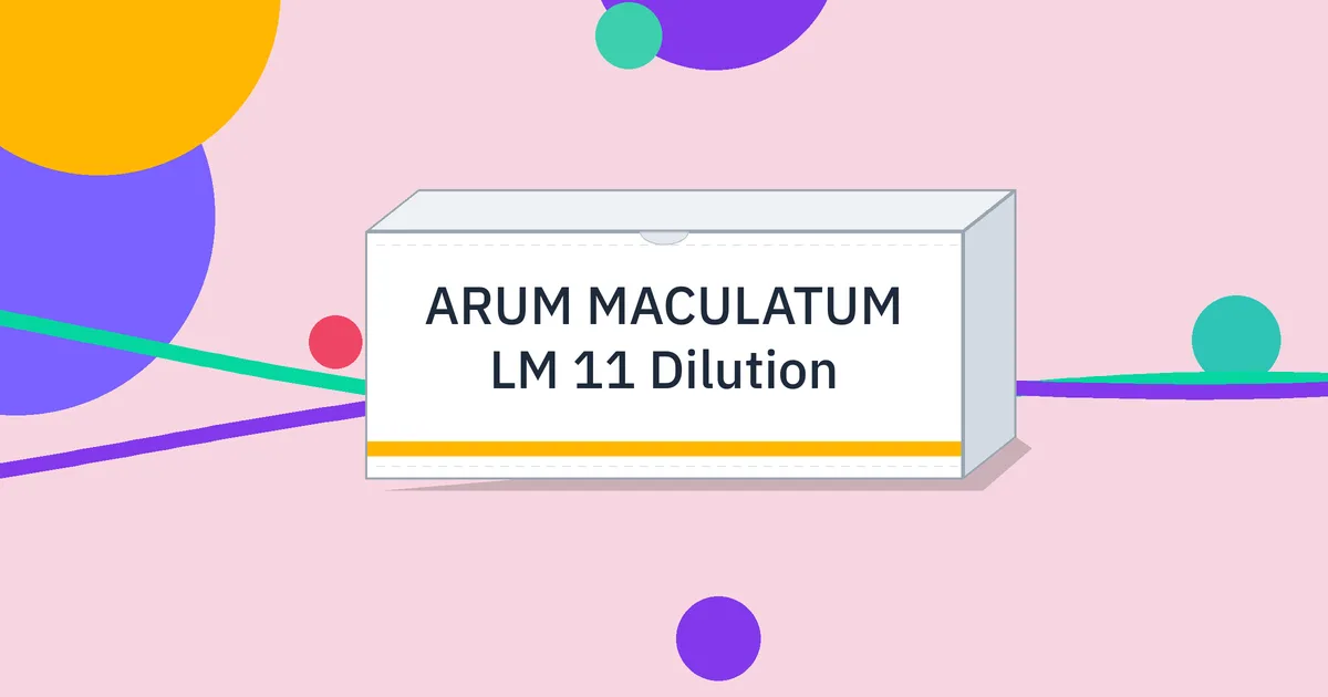 Symbolbild: Packung mit der Aufschrift ARUM MACULATUM LM 11 Dilution (PZN 13396100) – Verfügbarkeit und Bezug in Apotheken in Frankfurt am Main