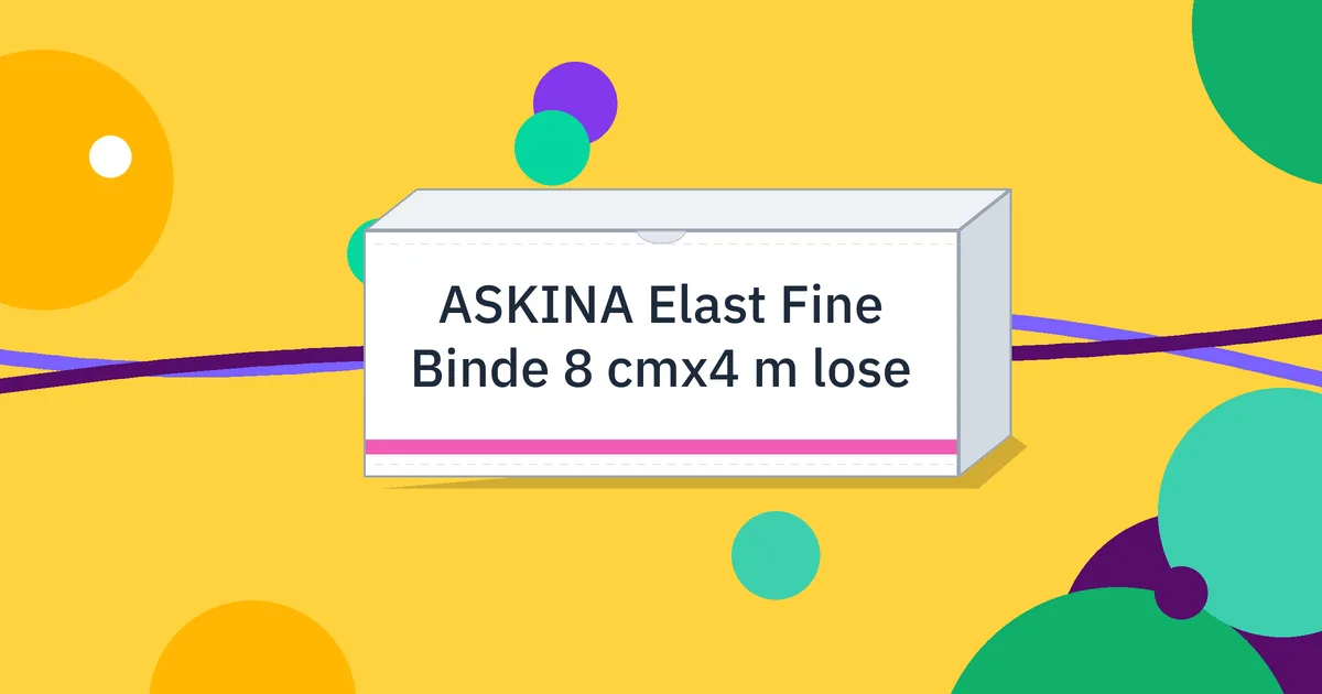 Symbolbild: Packung mit der Aufschrift ASKINA Elast Fine Binde 8 cmx4 m lose (PZN 06338651) – Verfügbarkeit und Bezug in Apotheken in Frankfurt am Main