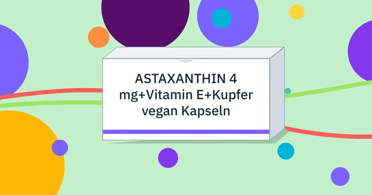 Symbolbild: Packung mit der Aufschrift ASTAXANTHIN 4 mg+Vitamin E+Kupfer vegan Kapseln (PZN 20101341) – Verfügbarkeit und Bezug in Apotheken in Frankfurt am Main