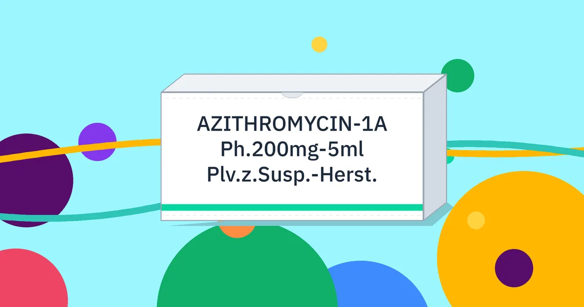 Symbolbild: Packung mit der Aufschrift AZITHROMYCIN-1A Ph.200mg-5ml Plv.z.Susp.-Herst. (PZN 04044336) – Verfügbarkeit und Bezug in Apotheken in Frankfurt am Main