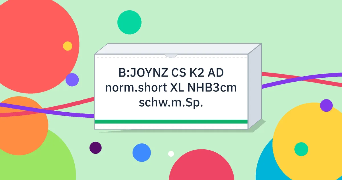 Symbolbild: Packung mit der Aufschrift B:JOYNZ CS K2 AD norm.short XL NHB3cm schw.m.Sp. (PZN 20530208) – Verfügbarkeit und Bezug in Apotheken in Frankfurt am Main