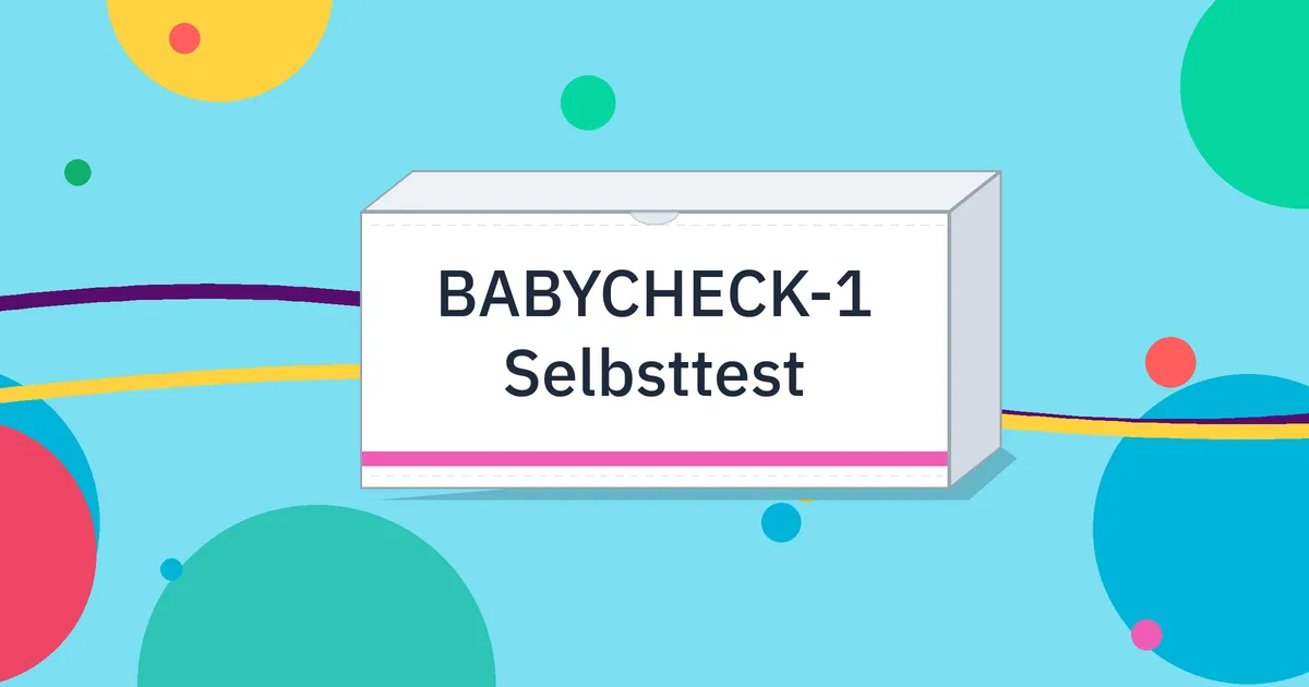 Symbolbild: Packung mit der Aufschrift BABYCHECK-1 Selbsttest (PZN 19371489) – Verfügbarkeit und Bezug in Apotheken in Frankfurt am Main