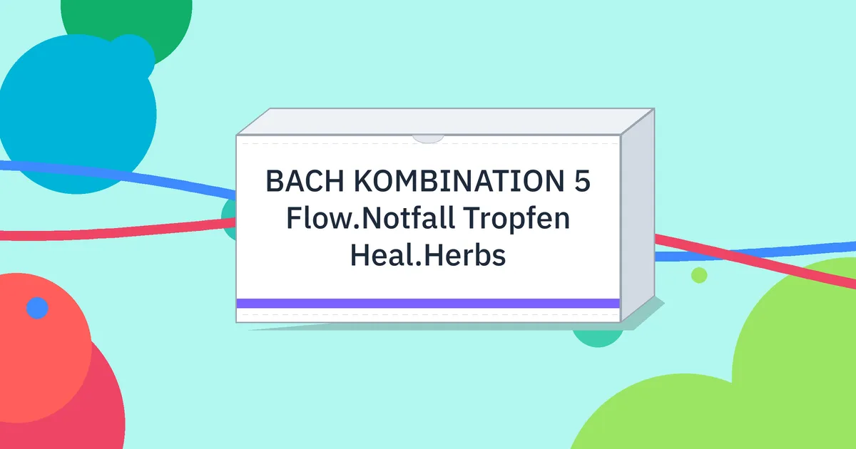 Symbolbild: Packung mit der Aufschrift BACH KOMBINATION 5 Flow.Notfall Tropfen Heal.Herbs (PZN 05118947) – Verfügbarkeit und Bezug in Apotheken in Frankfurt am Main