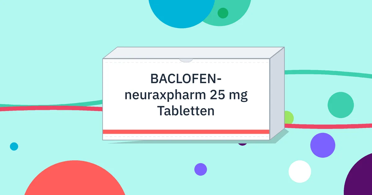 Symbolbild: Packung mit der Aufschrift BACLOFEN-neuraxpharm 25 mg Tabletten (PZN 06707261) – Verfügbarkeit und Bezug in Apotheken in Frankfurt am Main