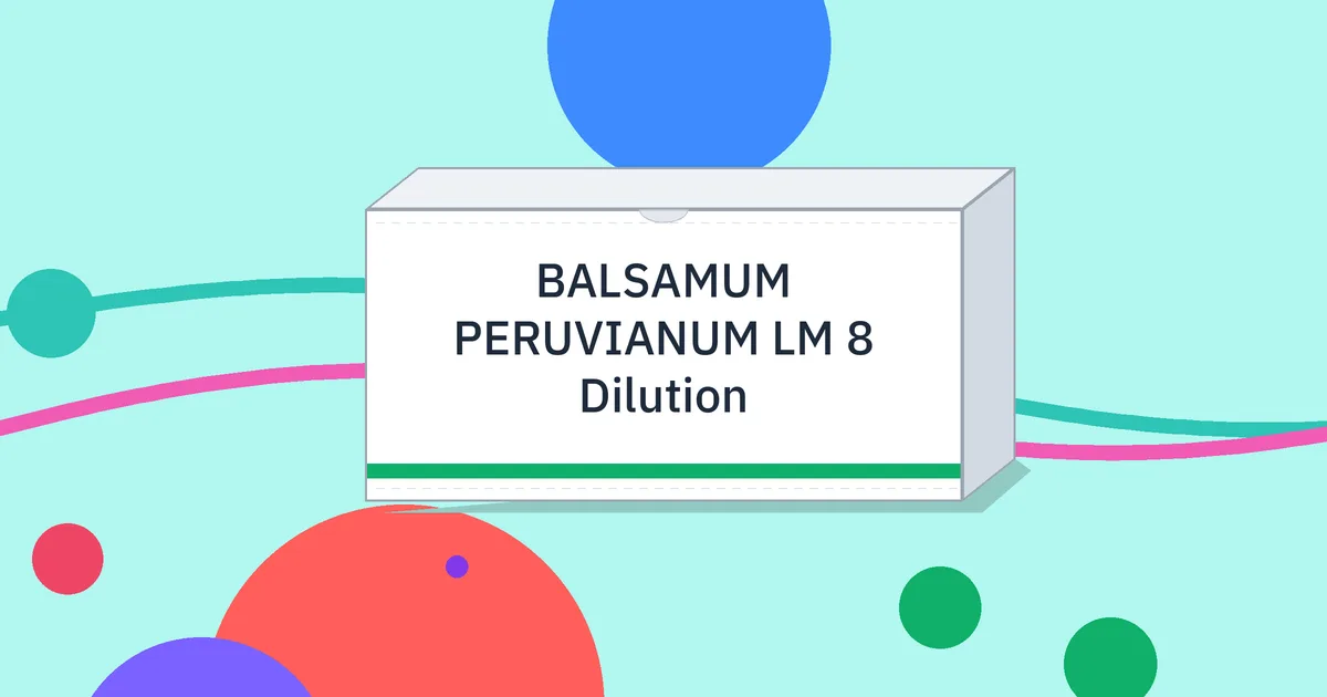 Symbolbild: Packung mit der Aufschrift BALSAMUM PERUVIANUM LM 8 Dilution (PZN 12787169) – Verfügbarkeit und Bezug in Apotheken in Frankfurt am Main