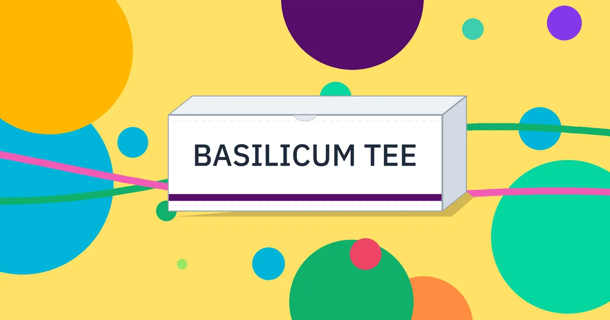 Symbolbild: Packung mit der Aufschrift BASILICUM TEE (PZN 18155140) – Verfügbarkeit und Bezug in Apotheken in Frankfurt am Main