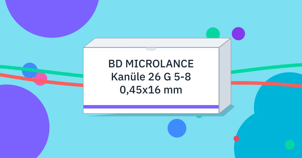 Symbolbild: Packung mit der Aufschrift BD MICROLANCE Kanüle 26 G 5-8 0,45x16 mm (PZN 16016380) – Verfügbarkeit und Bezug in Apotheken in Frankfurt am Main