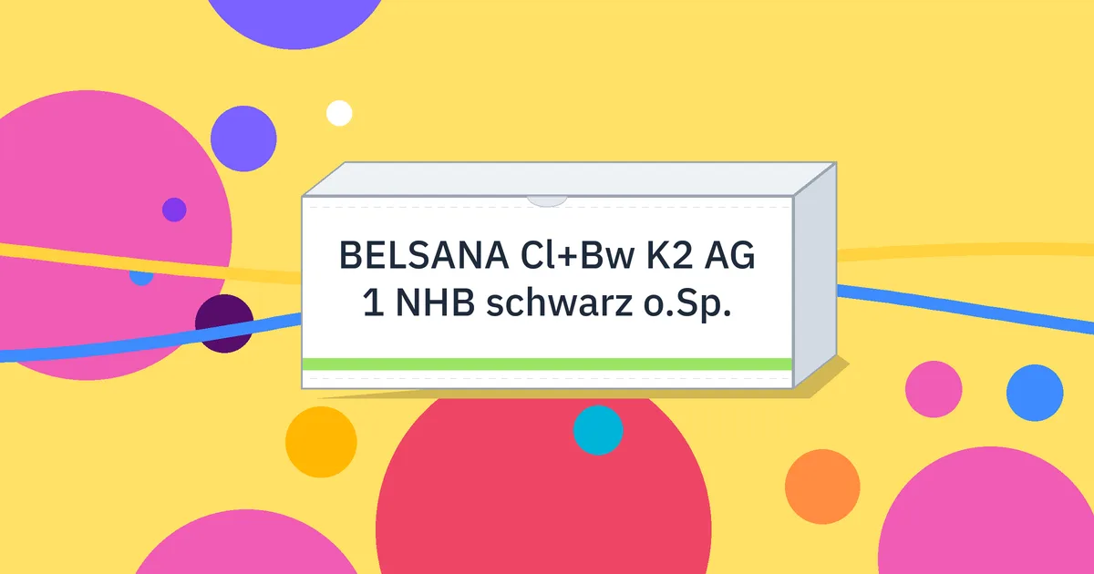 Symbolbild: Packung mit der Aufschrift BELSANA Cl+Bw K2 AG 1 NHB schwarz o.Sp. (PZN 12242257) – Verfügbarkeit und Bezug in Apotheken in Frankfurt am Main