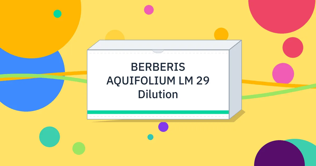 Symbolbild: Packung mit der Aufschrift BERBERIS AQUIFOLIUM LM 29 Dilution (PZN 13383600) – Verfügbarkeit und Bezug in Apotheken in Frankfurt am Main