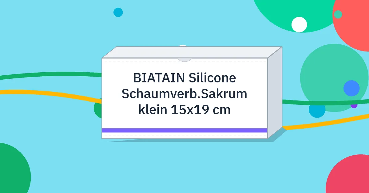 Symbolbild: Packung mit der Aufschrift BIATAIN Silicone Schaumverb.Sakrum klein 15x19 cm (PZN 18122815) – Verfügbarkeit und Bezug in Apotheken in Frankfurt am Main
